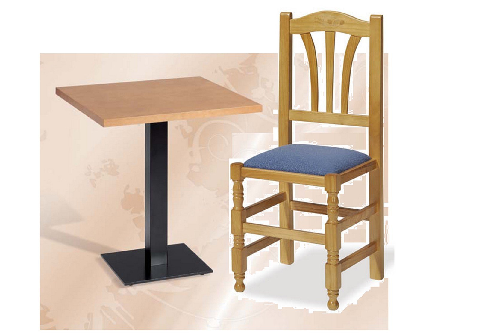 Mesas metalicas pie central TB.304 Tablero 80×80 - Mobel Hispania